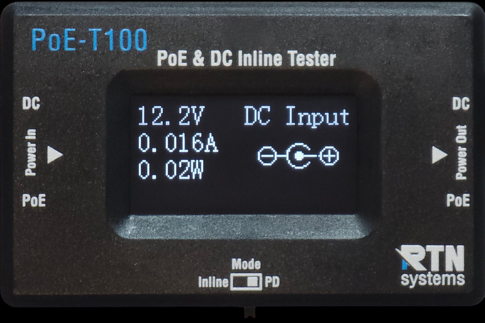 PoE-T100 Inline PoE & DC Tester – 802.3af/at/bt, Passive PoE, OLED ...